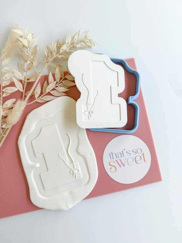 Number One with Balloon Strings Stamp and Cutter – That's so Sweet Designs